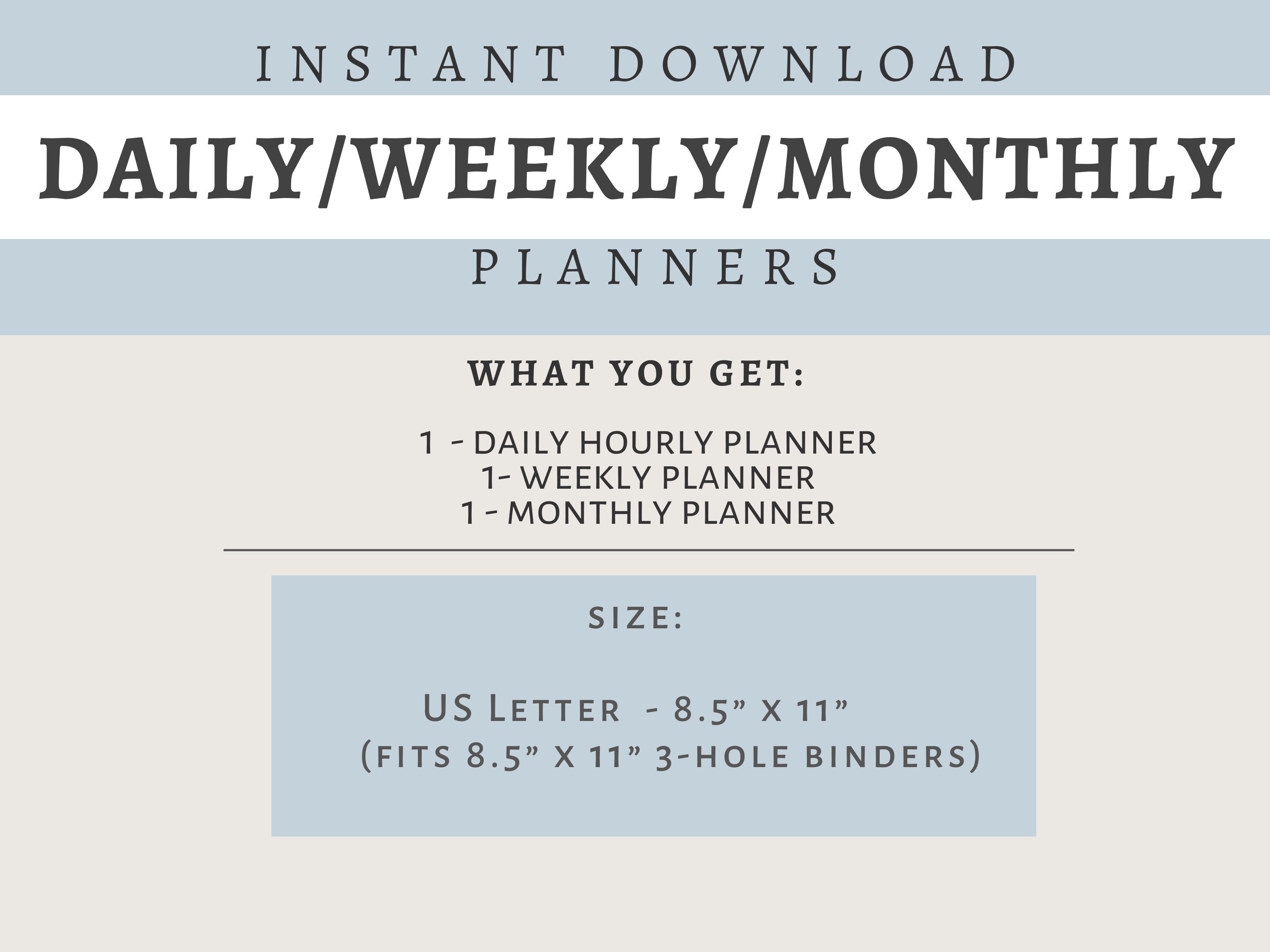 Daily, Weekly, Monthly Planner | Simple, Clean, Minimal | Digital or ...
