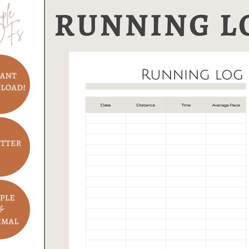 Printable Running Tracker Printable Run Log Fitness | Etsy