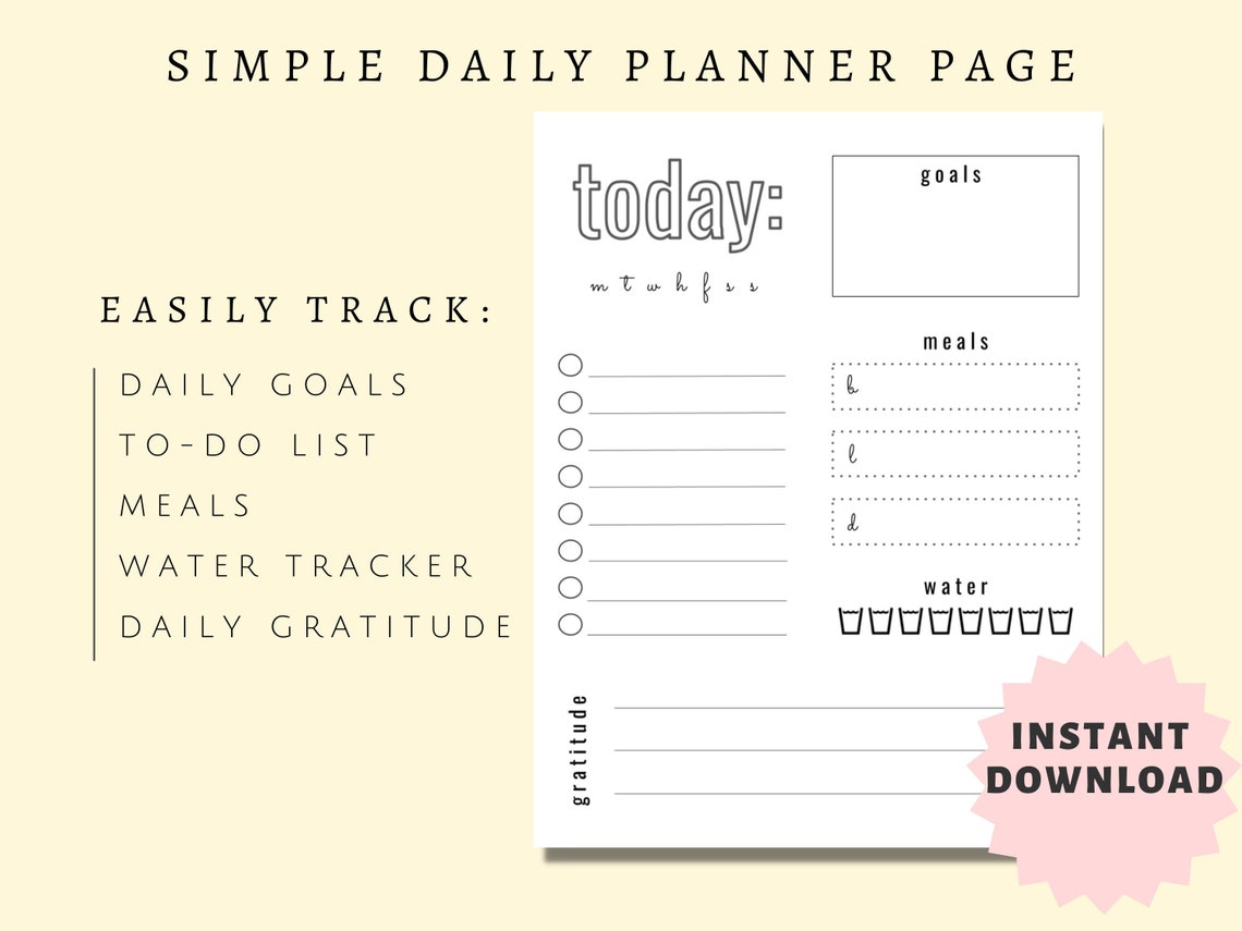Daily Planner | Simple, Clean, Minimal | Digital or Printable Planner ...