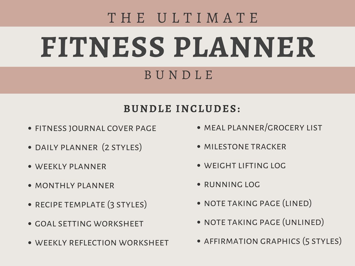 Ultimate Fitness Planner Bundle PDF Digital or Printable | Etsy Canada