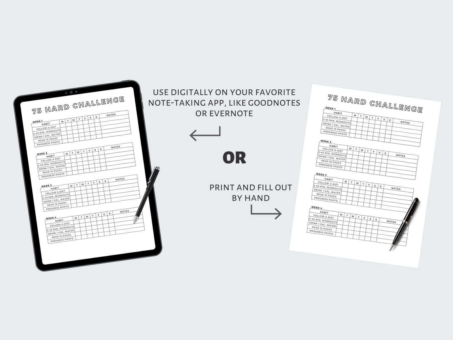 75 Hard Challenge Tracker Printable 75 Hard Journal 75 Hard Etsy