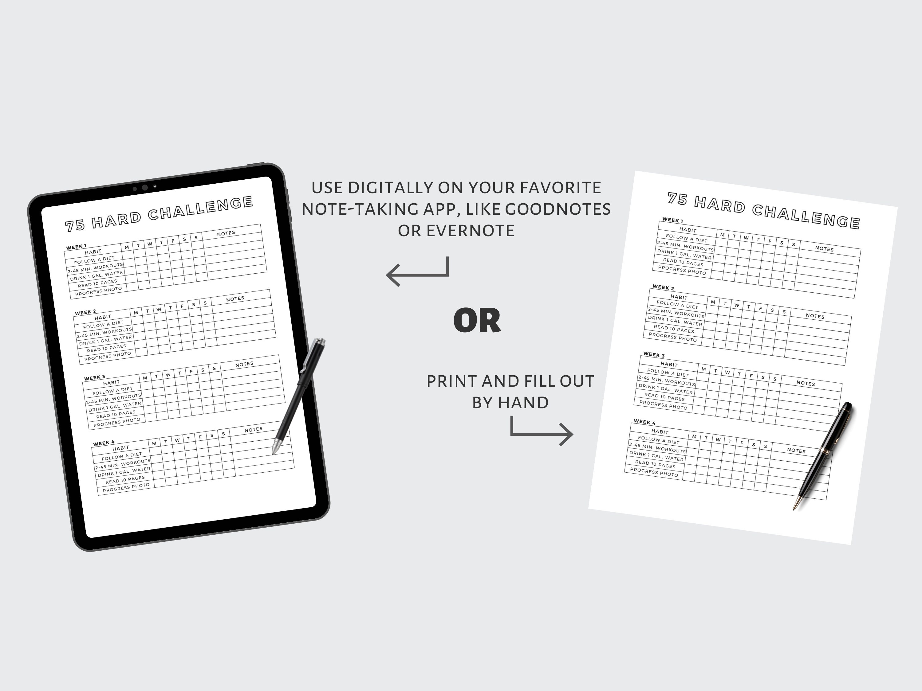 75 Hard Challenge Tracker Printable 75 Hard Journal 75 Hard Instant 75 Hard Challenge Tracker Printable 75 Hard Journal 75 Hard Instant