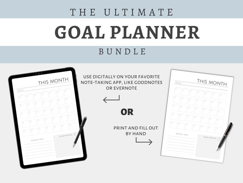 Ultimate Goal Planner Bundle Simple, Minimal, Aesthetic Goal Setting ...