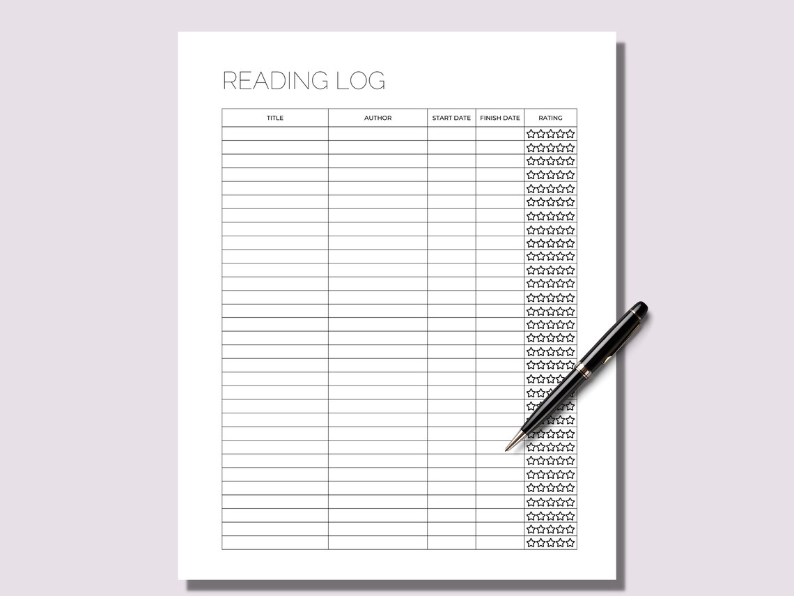 Reading Log, Printable Reading Tracker, Book Log Sheet - Digital ...