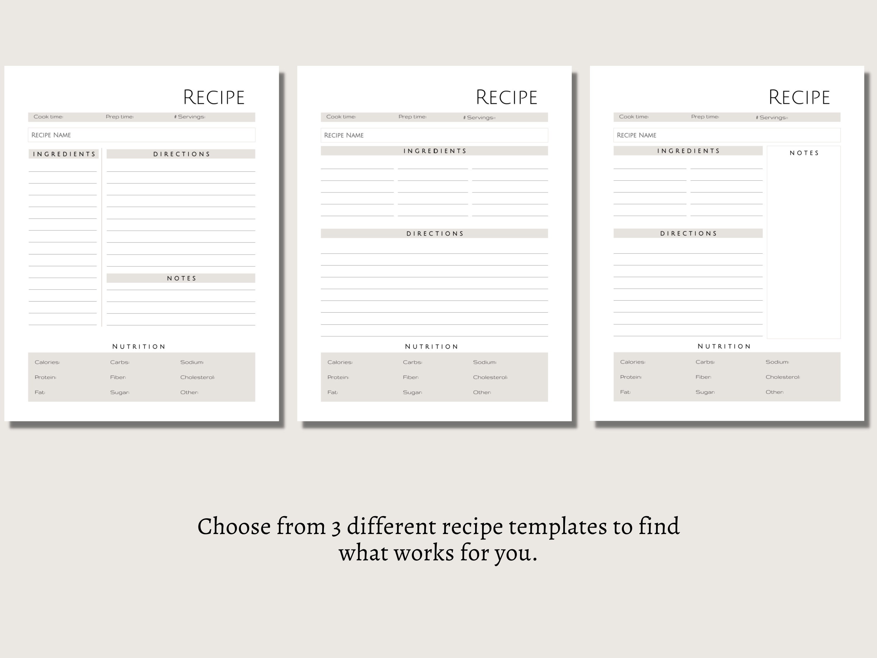 Printable Recipe Card Template *WITH Nutrition Facts* | Full Page ...