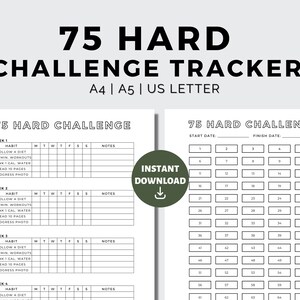 75 Hard Challenge Tracker Printable, 75 Hard Journal, 75 Hard Instant ...