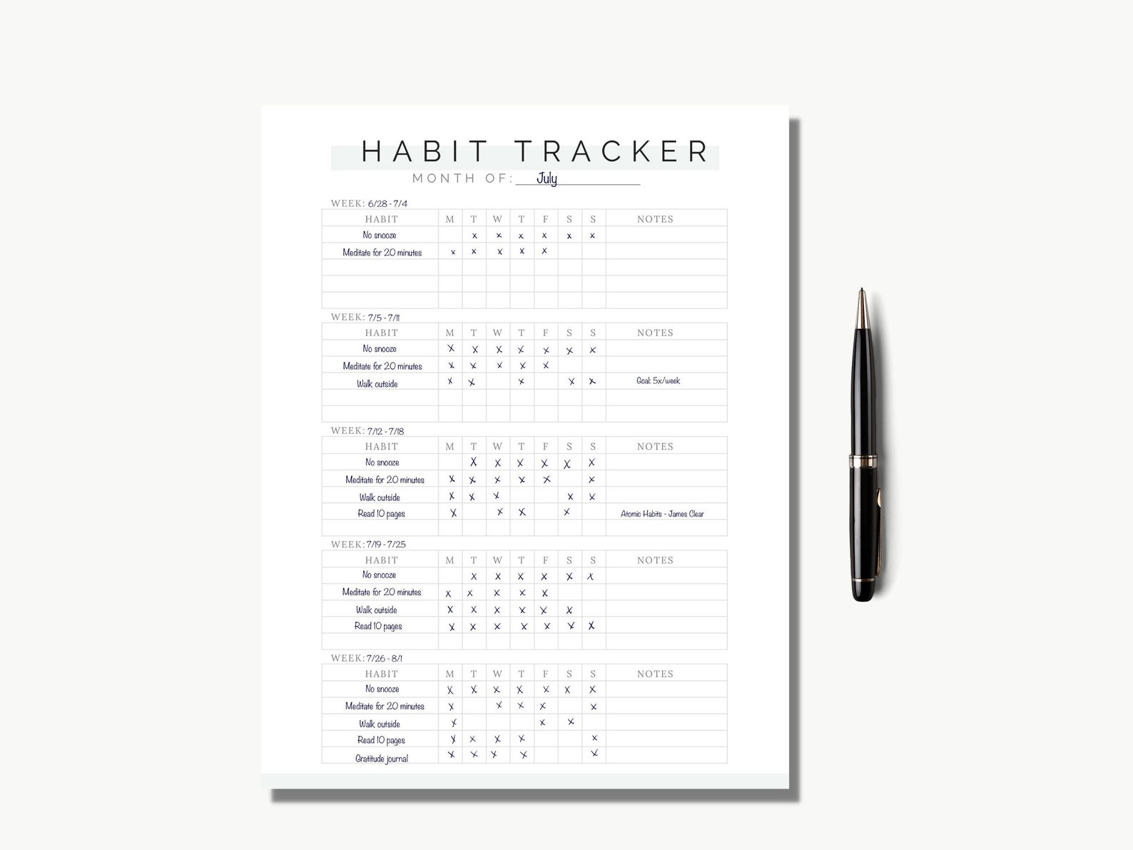 Weekly Monthly Habit Tracker Daily Habit Log Printable PDF | Etsy