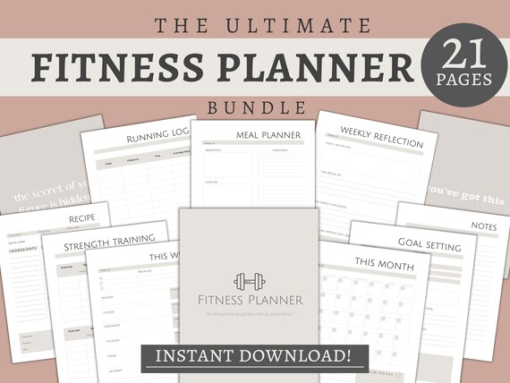 Ultimate Fitness Planner Bundle PDF Digital or Printable | Etsy Canada