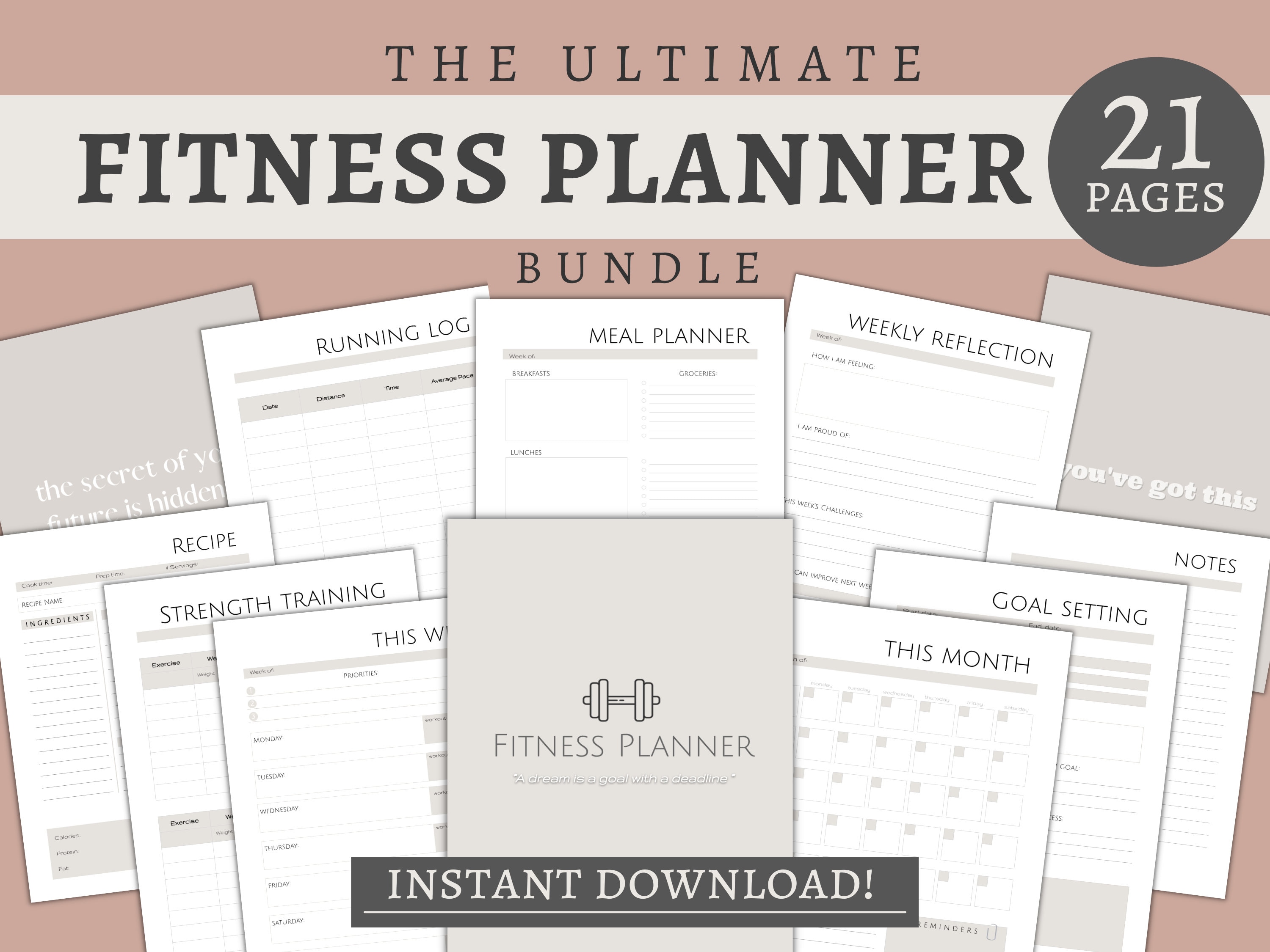 Ultimate Fitness Planner Bundle PDF | Digital or Printable Fitness ...