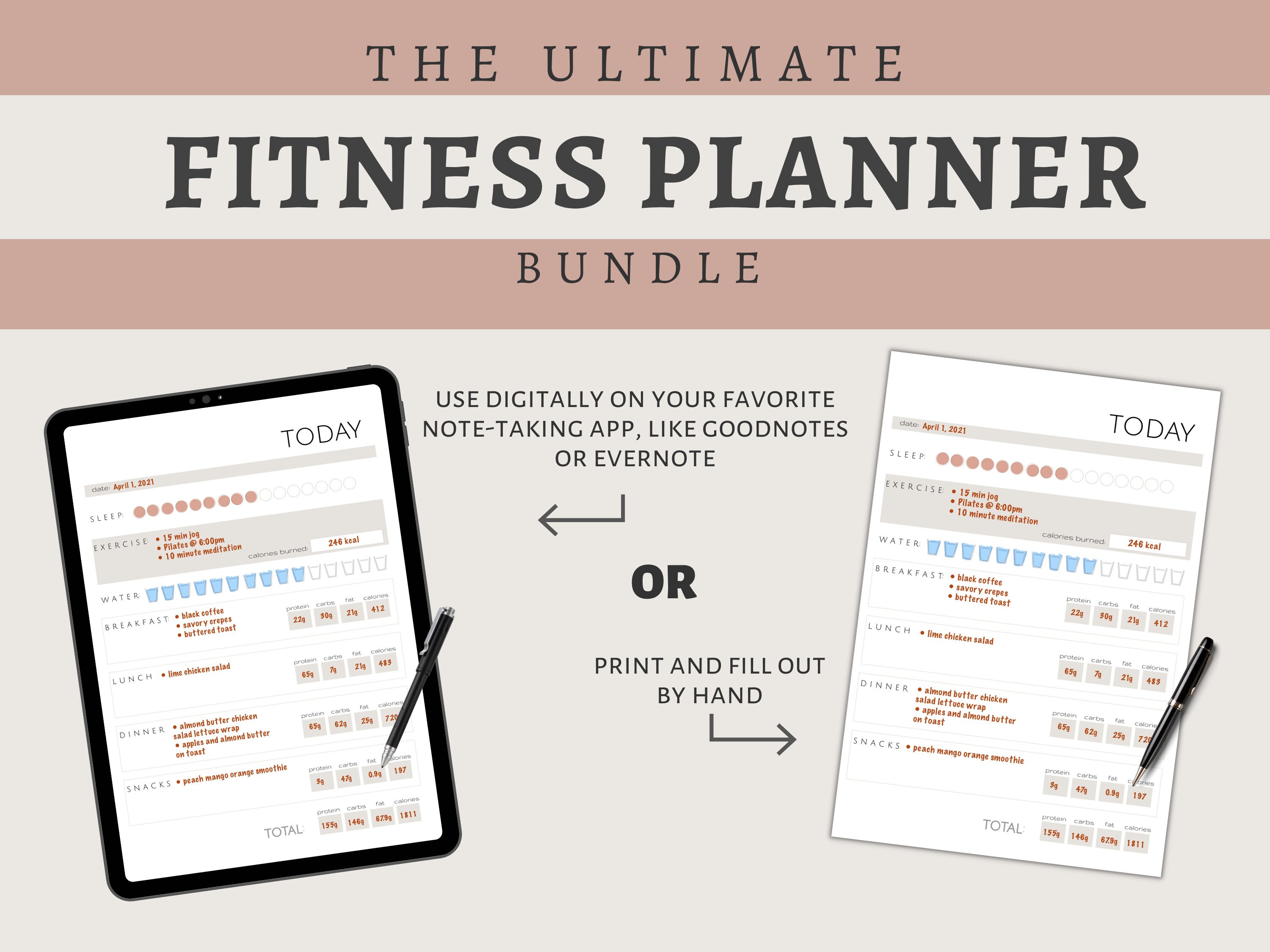 Ultimate Fitness Planner Bundle PDF | Digital or Printable Fitness ...