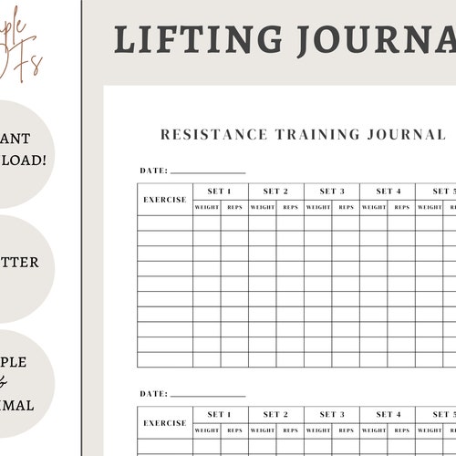 Lifting Journal Strength Training Log Weight Lifting Tracker - Etsy