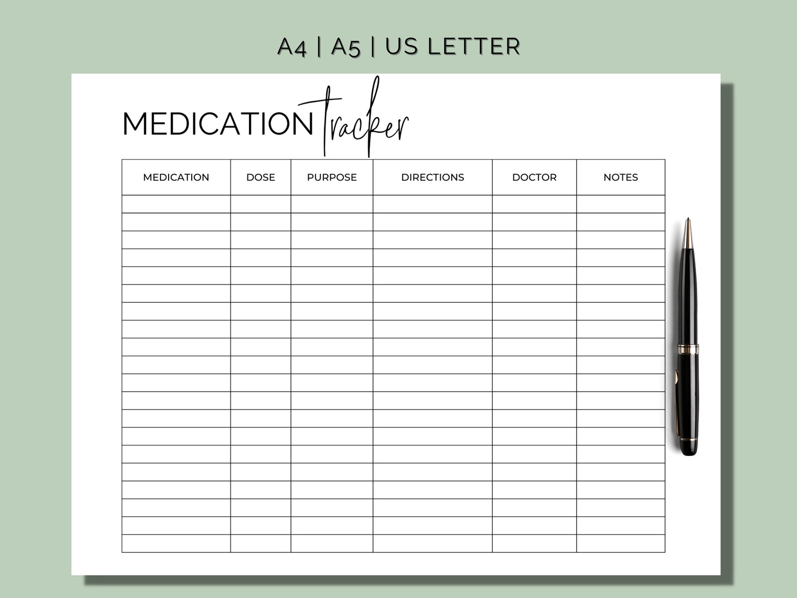 Medication Tracker, Printable Medication Log - Digital Download A4 | A5 ...