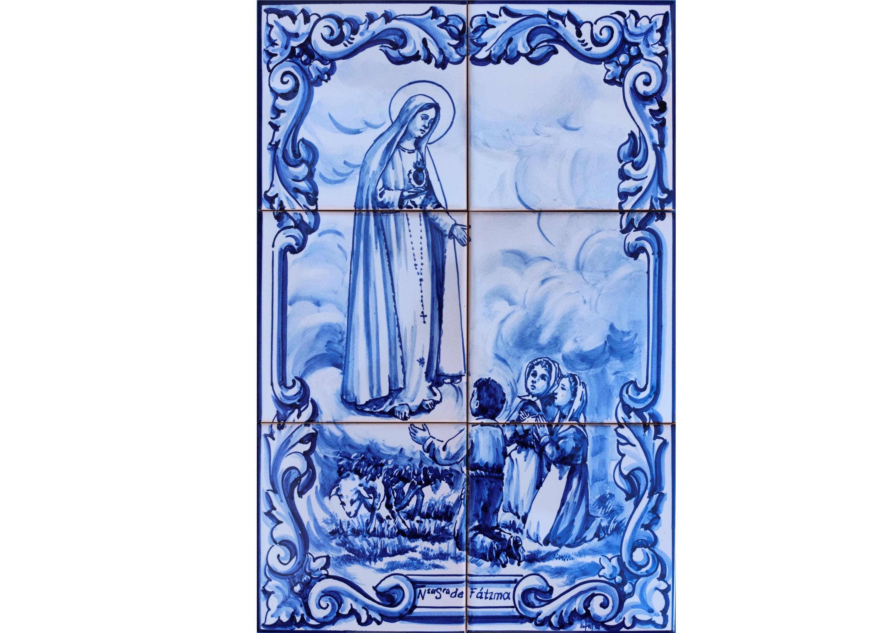 Hand-painted Our Lady of Fatima Tile Panel: Portuguese Ceramics - Etsy