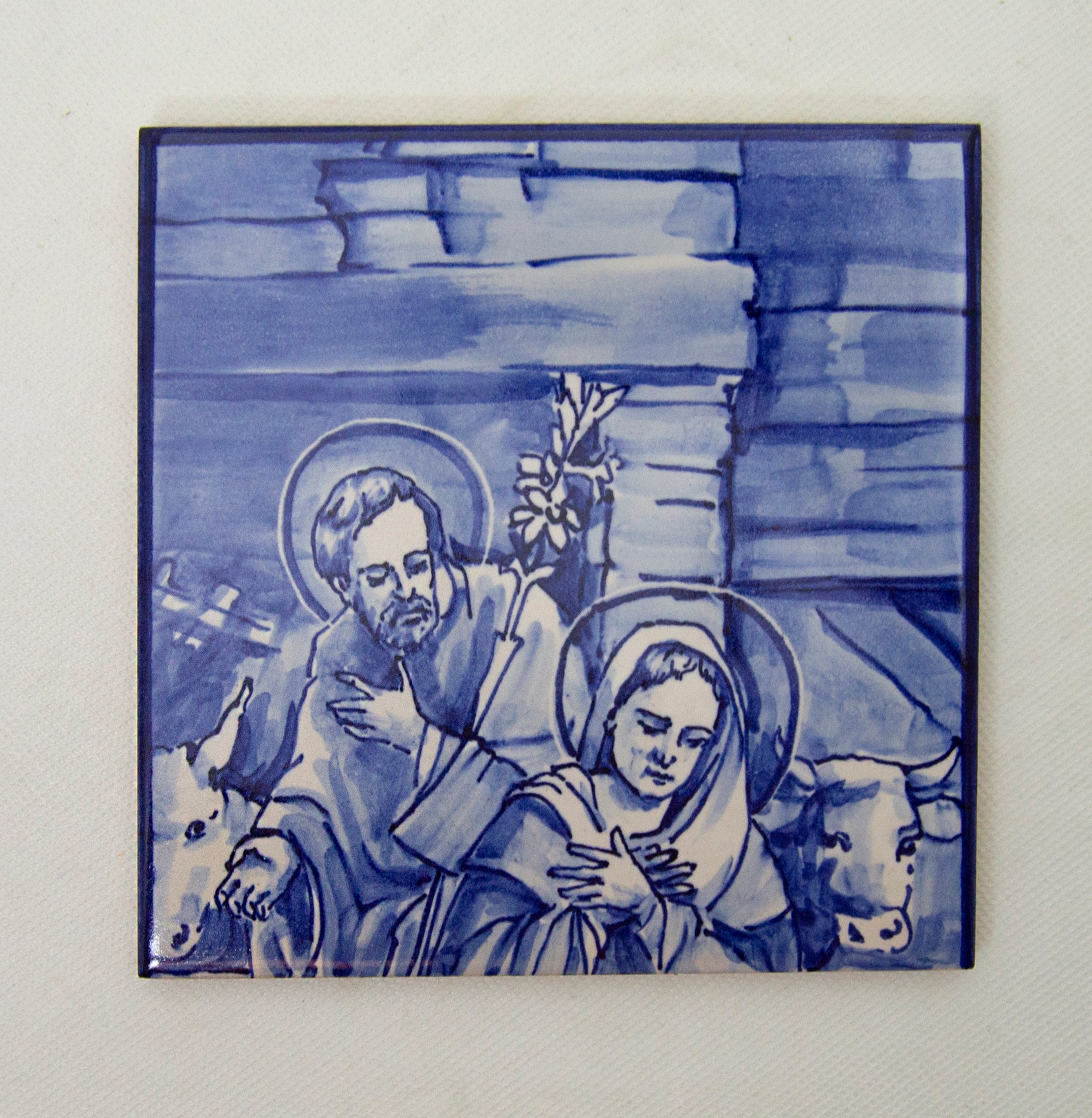 Nativity of Jesus. (nativity Scene). Holy Family. Portuguese Tile, Hand ...