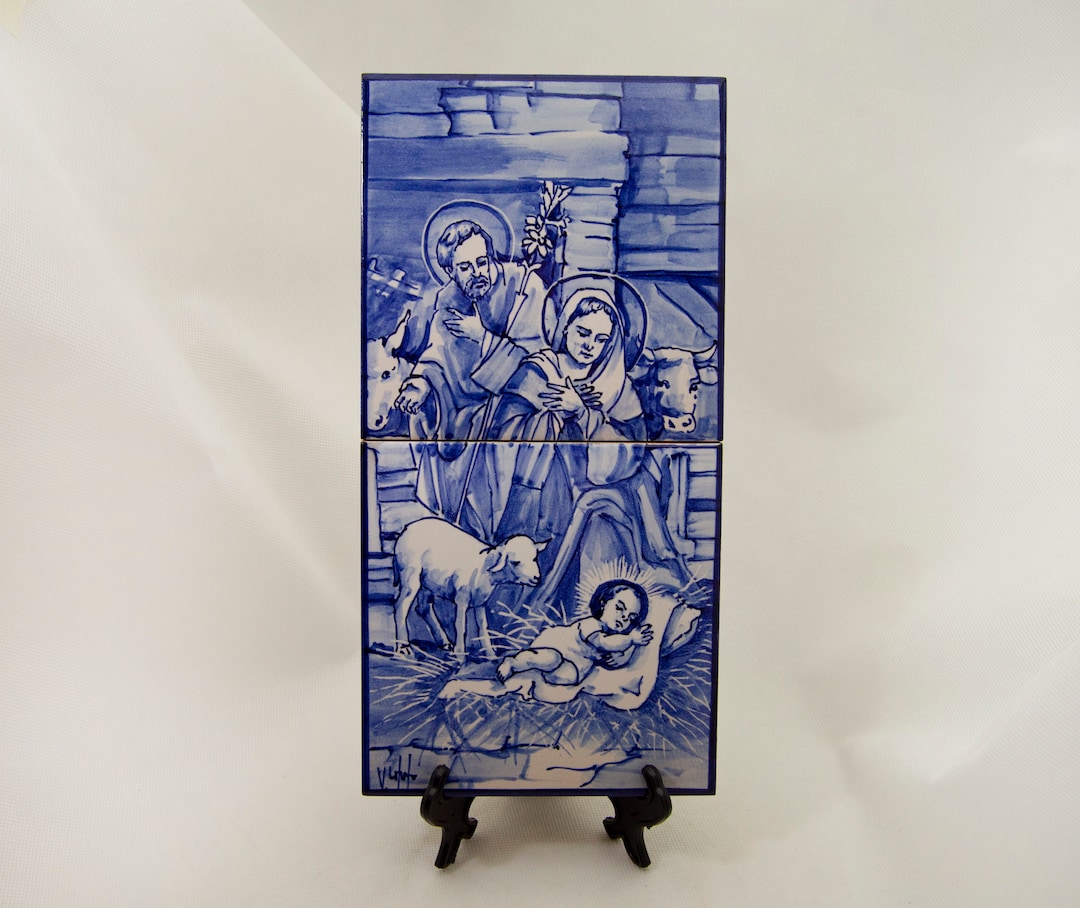 Nativity of Jesus. (nativity Scene). Holy Family. Portuguese Tile, Hand ...