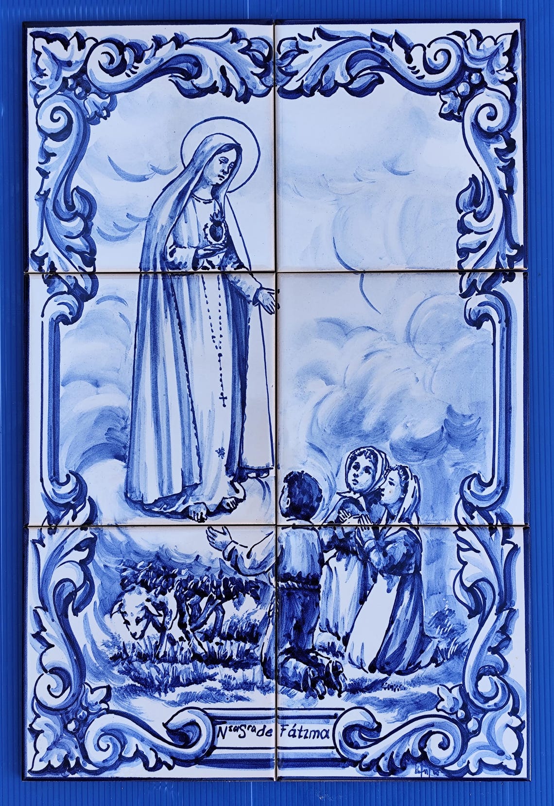 Hand-painted Our Lady of Fatima Tile Panel: Portuguese Ceramics - Etsy