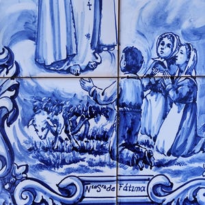 Hand-painted Our Lady of Fatima Tile Panel: Portuguese Ceramics - Etsy