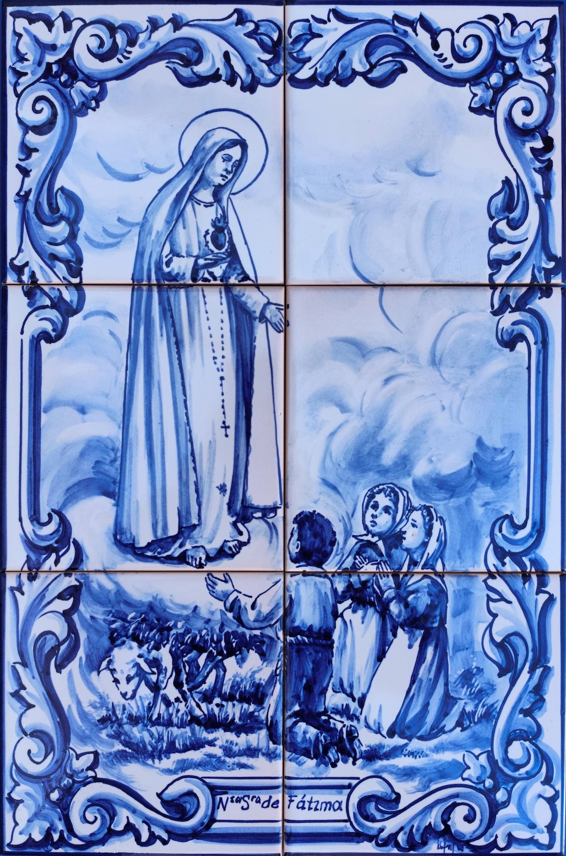 Hand-painted Our Lady of Fatima Tile Panel: Portuguese Ceramics - Etsy