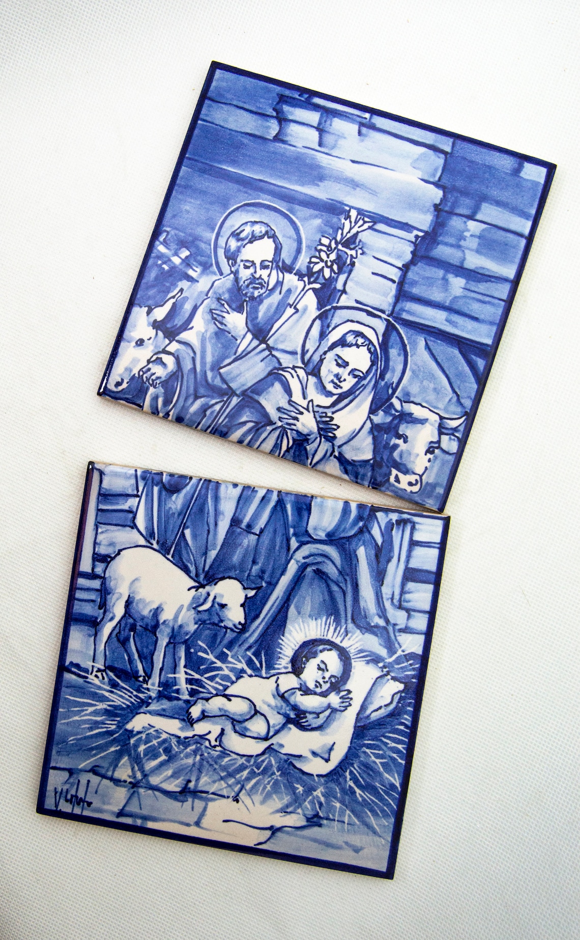 Nativity of Jesus. (nativity Scene). Holy Family. Portuguese Tile, Hand ...