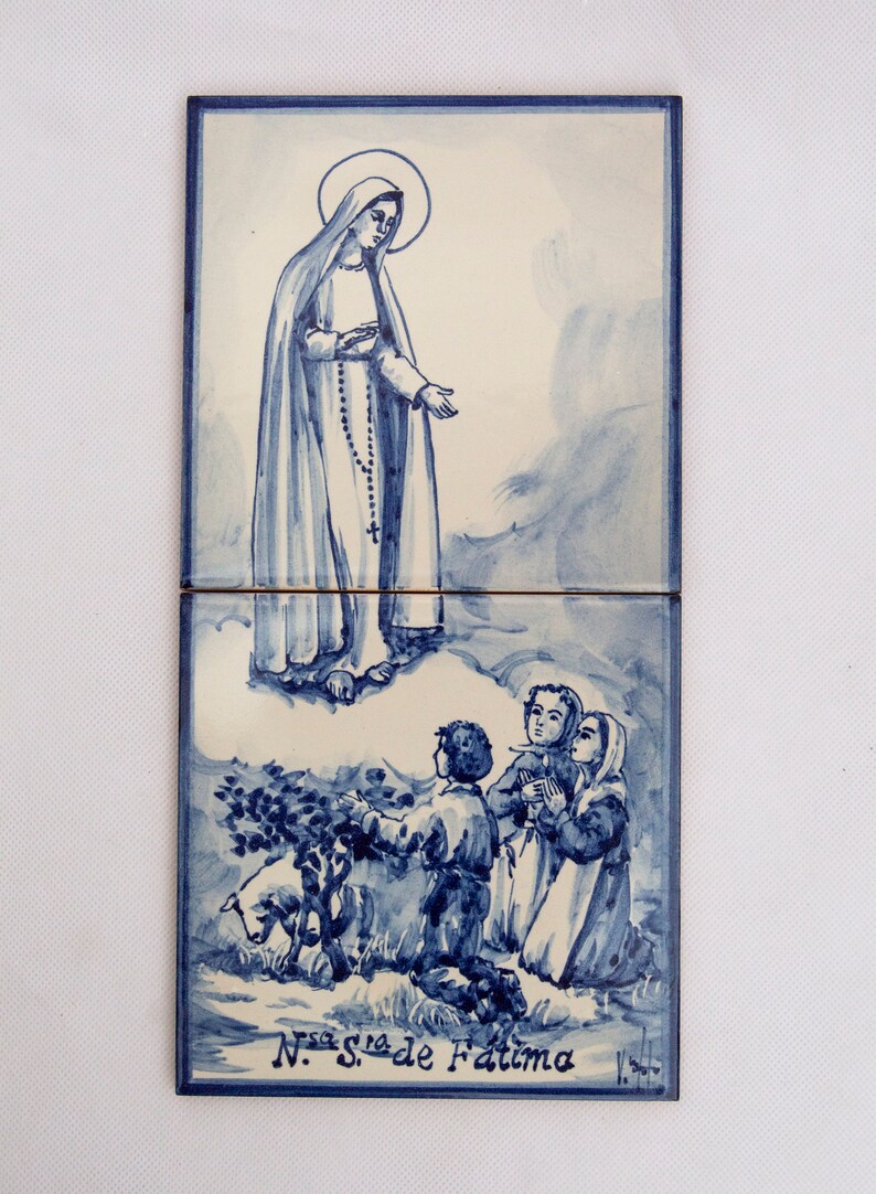 Our Lady of Fátima. Portuguese Tile, Hand-painted Using Majolica ...