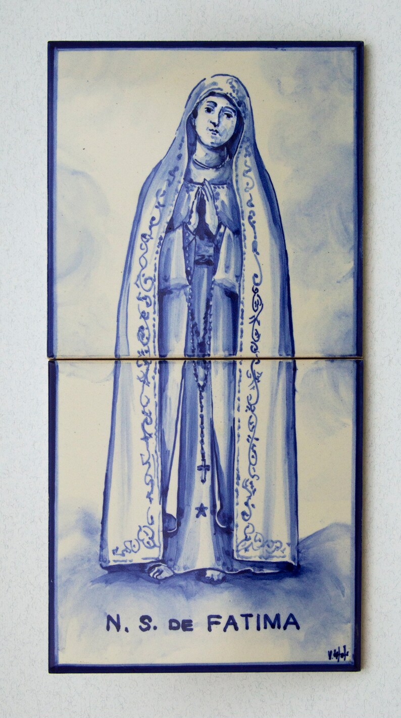 Our Lady of Fátima. Portuguese Tile, Hand-painted Using Majolica ...