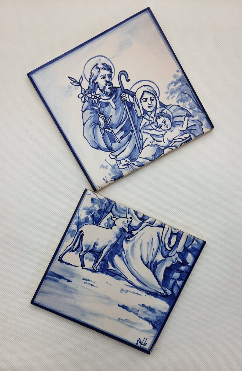 Nativity of Jesus. (nativity Scene). Holy Family. Portuguese Tile, Hand ...
