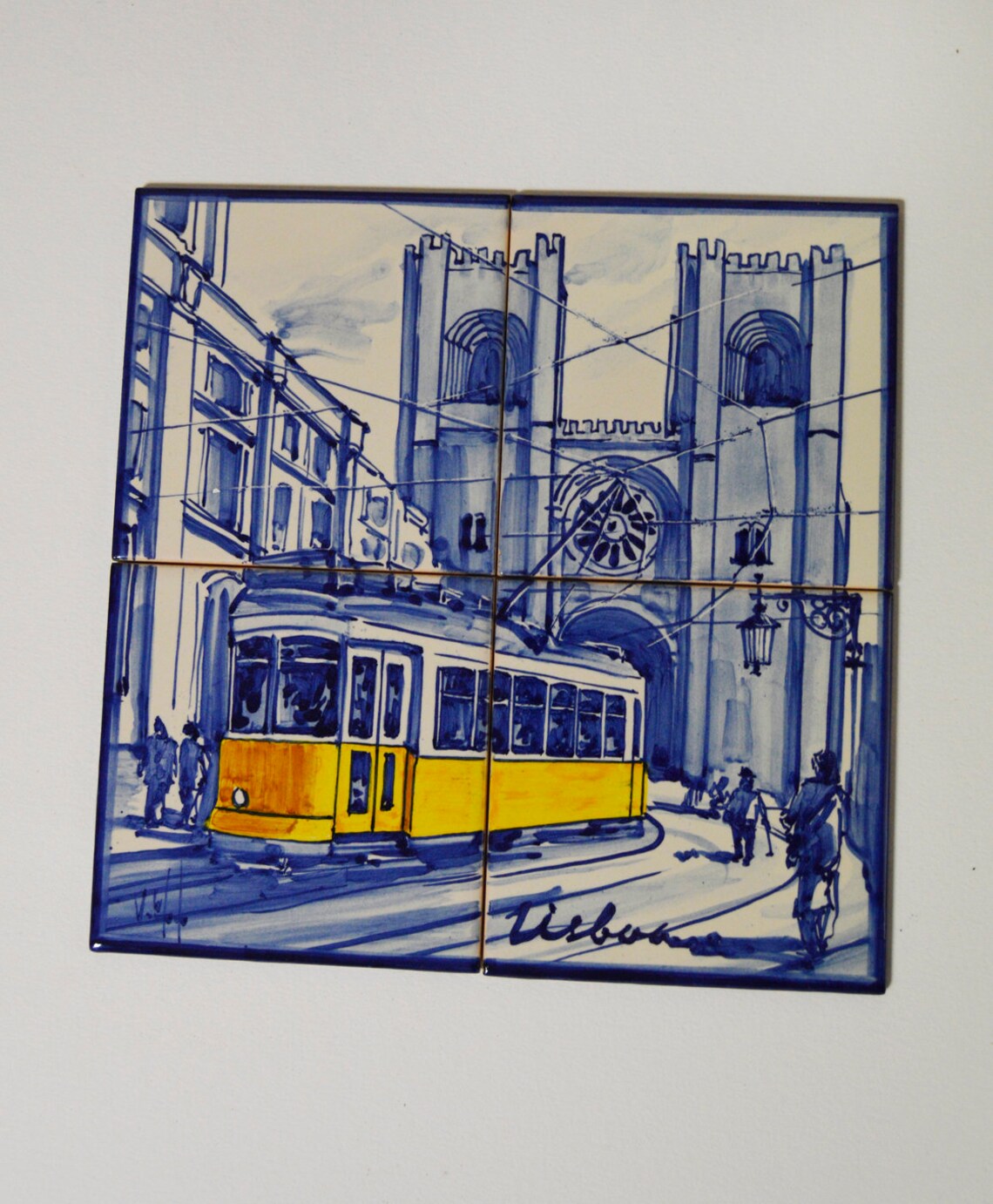 Lisbon Tram. Portuguese Tile Mural Hand-painted Using - Etsy