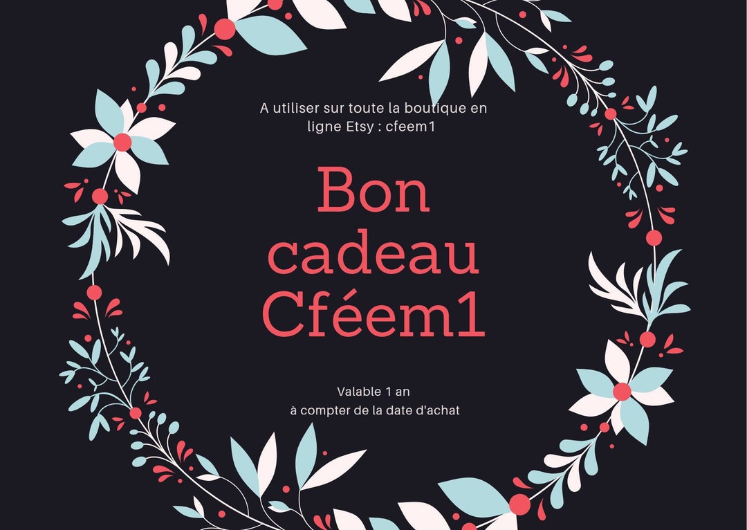 Gift Voucher - Gift Voucher Valid for 1 Year on My Shop Cfeem1 - Etsy