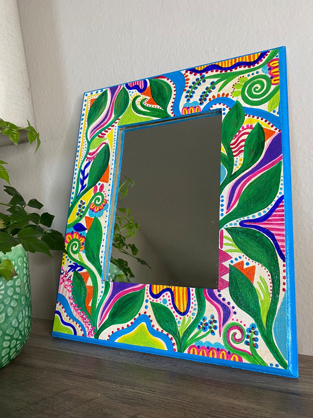 Original Upcycled Abstract Colorful Painted Mirror With Bold Designs ...