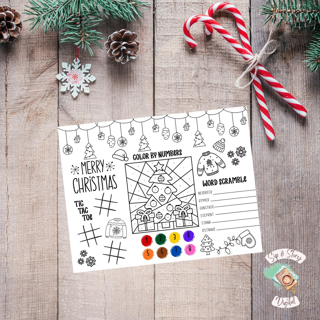 Christmas Activity Mat Printable | Kids Holiday Placemat | Christmas ...