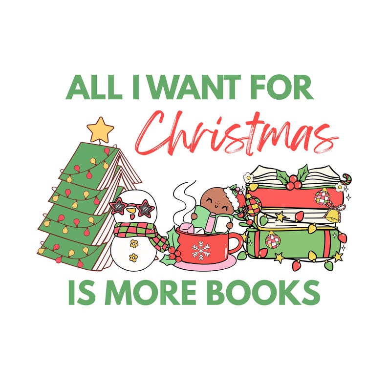 Christmas Book Lover Clipart PNG Bundle: Holiday Reading (digital ...