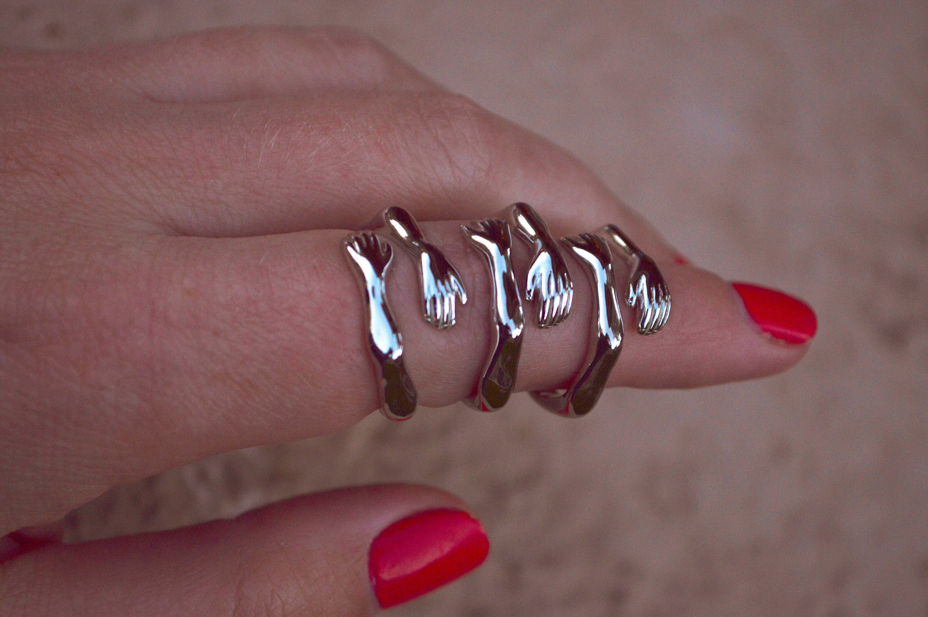 Hug Ring in Sterling Silversilver Hug Ringhugging Hands | Etsy