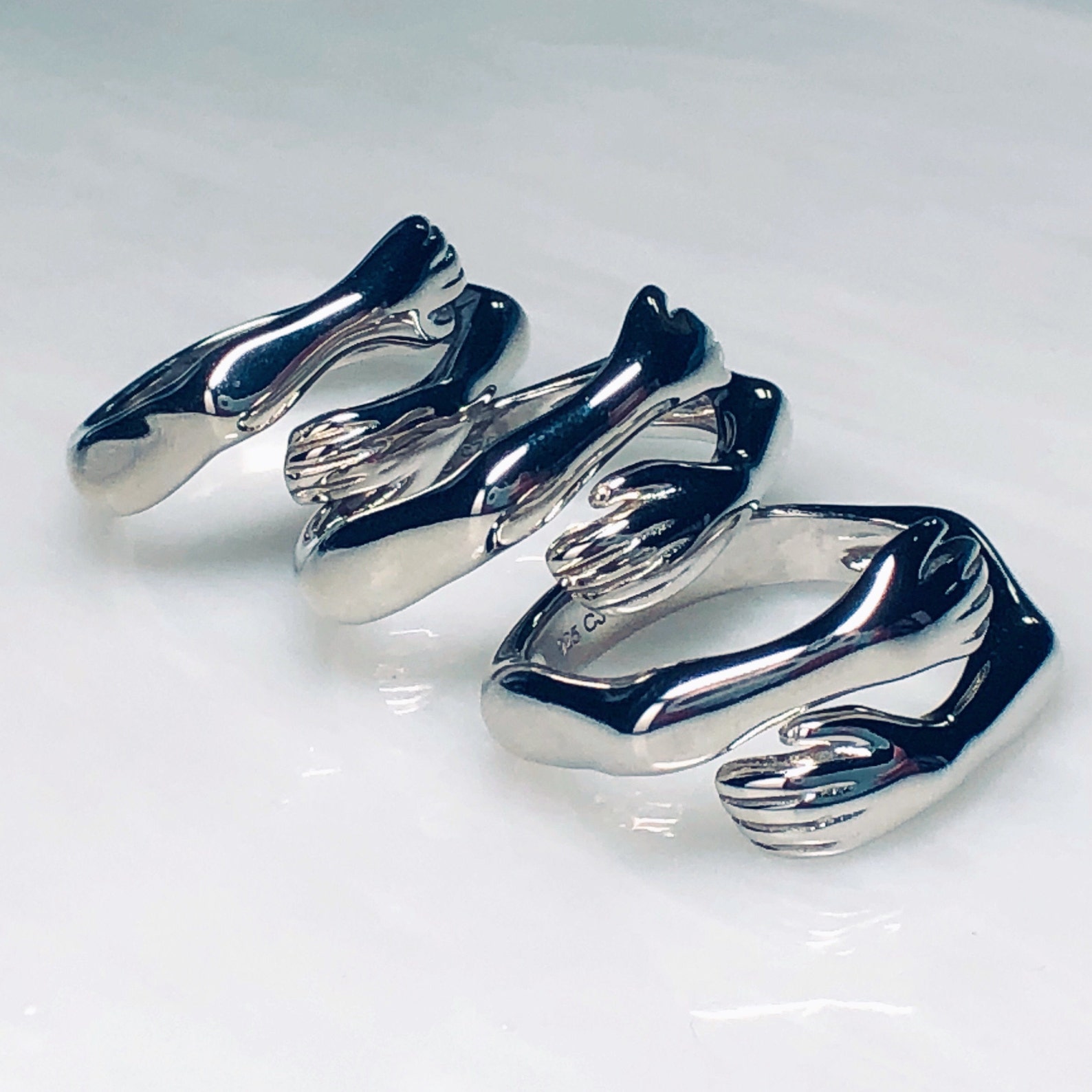 Hug Ring in Sterling SilverSilver Hug RingHugging Hands | Etsy