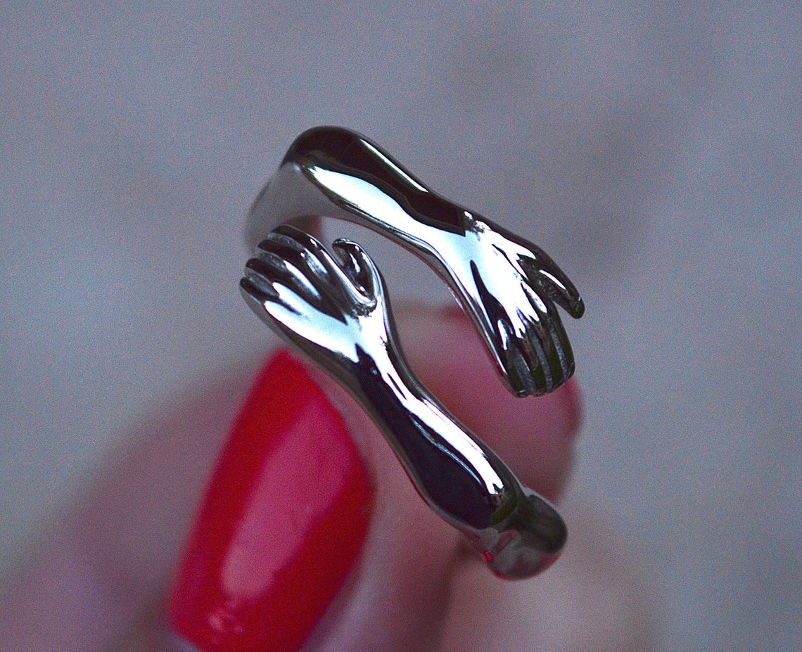 Hug Ring in Sterling Silversilver Hug Ringhugging Hands | Etsy