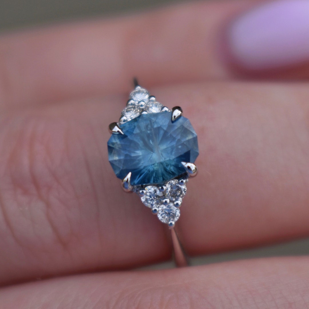 Sky Blue Montana Sapphire Ring 14K White Gold,montana Sapphire ...