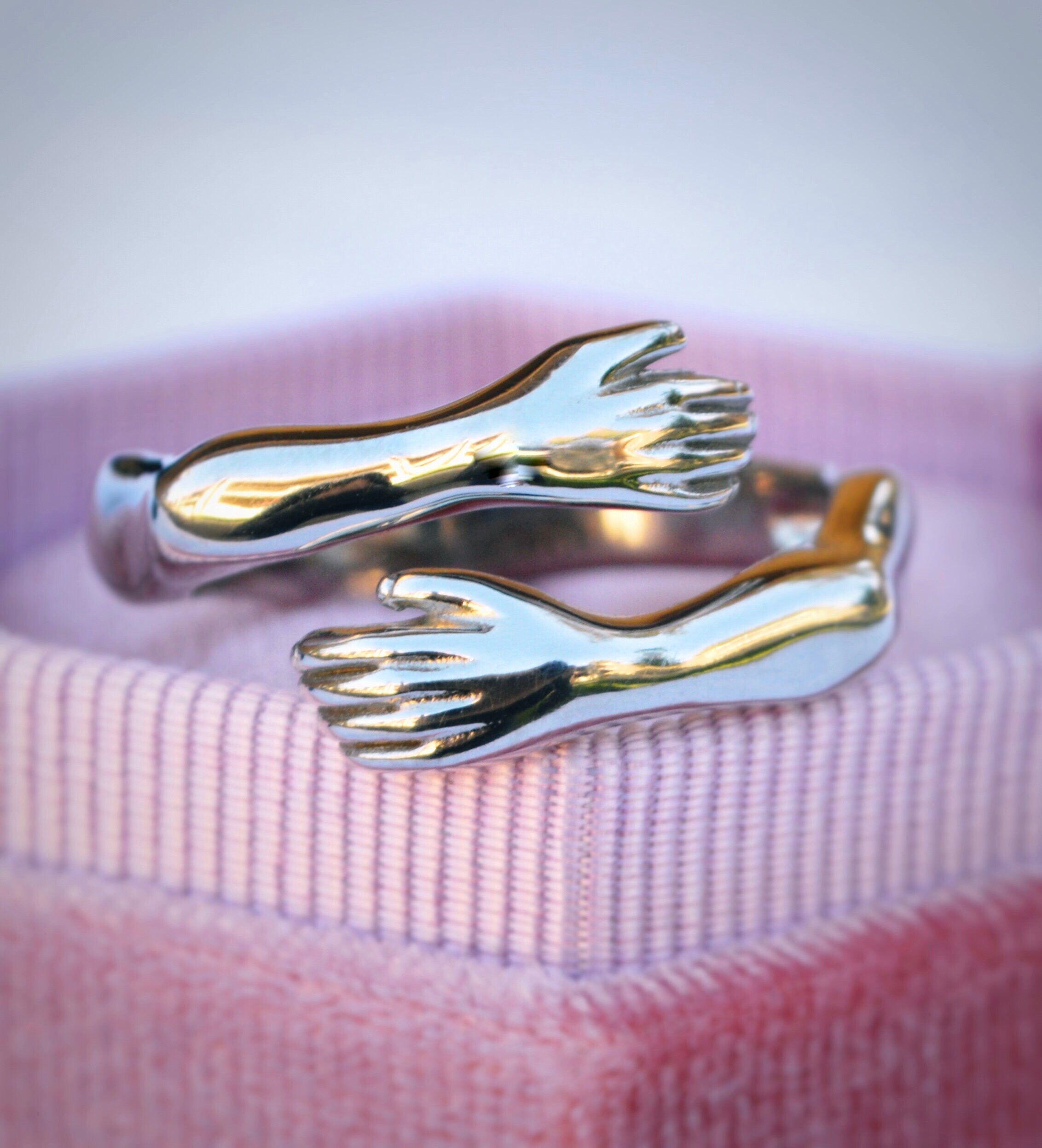 Hug Ring in Sterling Silversilver Hug Ringhugging Hands | Etsy