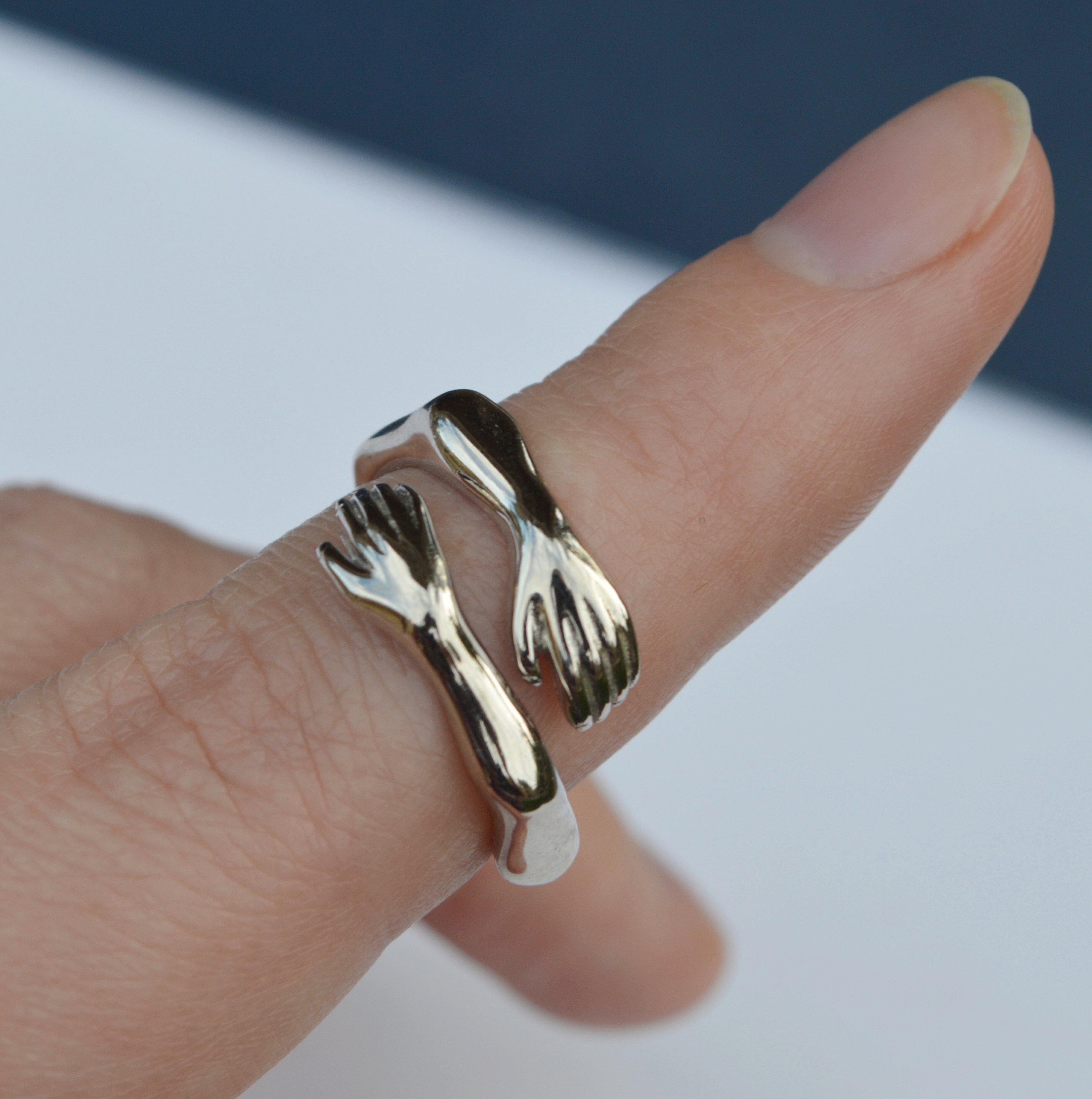 Hug Ring in Sterling Silversilver Hug Ringhugging Hands - Etsy