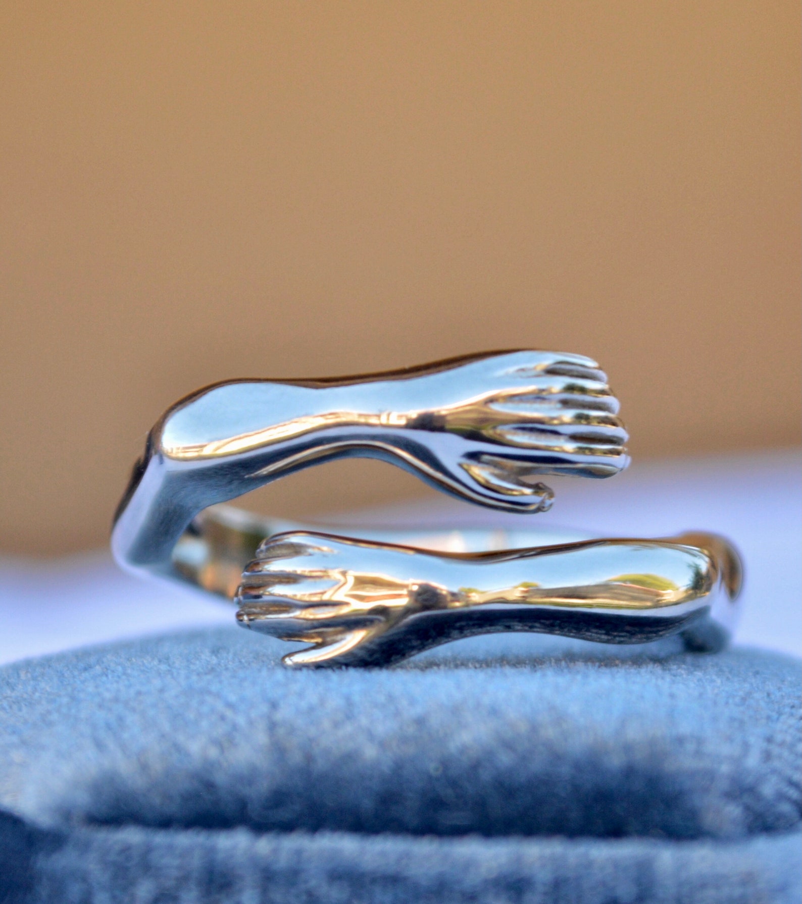 Hug Ring in Sterling Silversilver Hug Ringhugging Hands | Etsy
