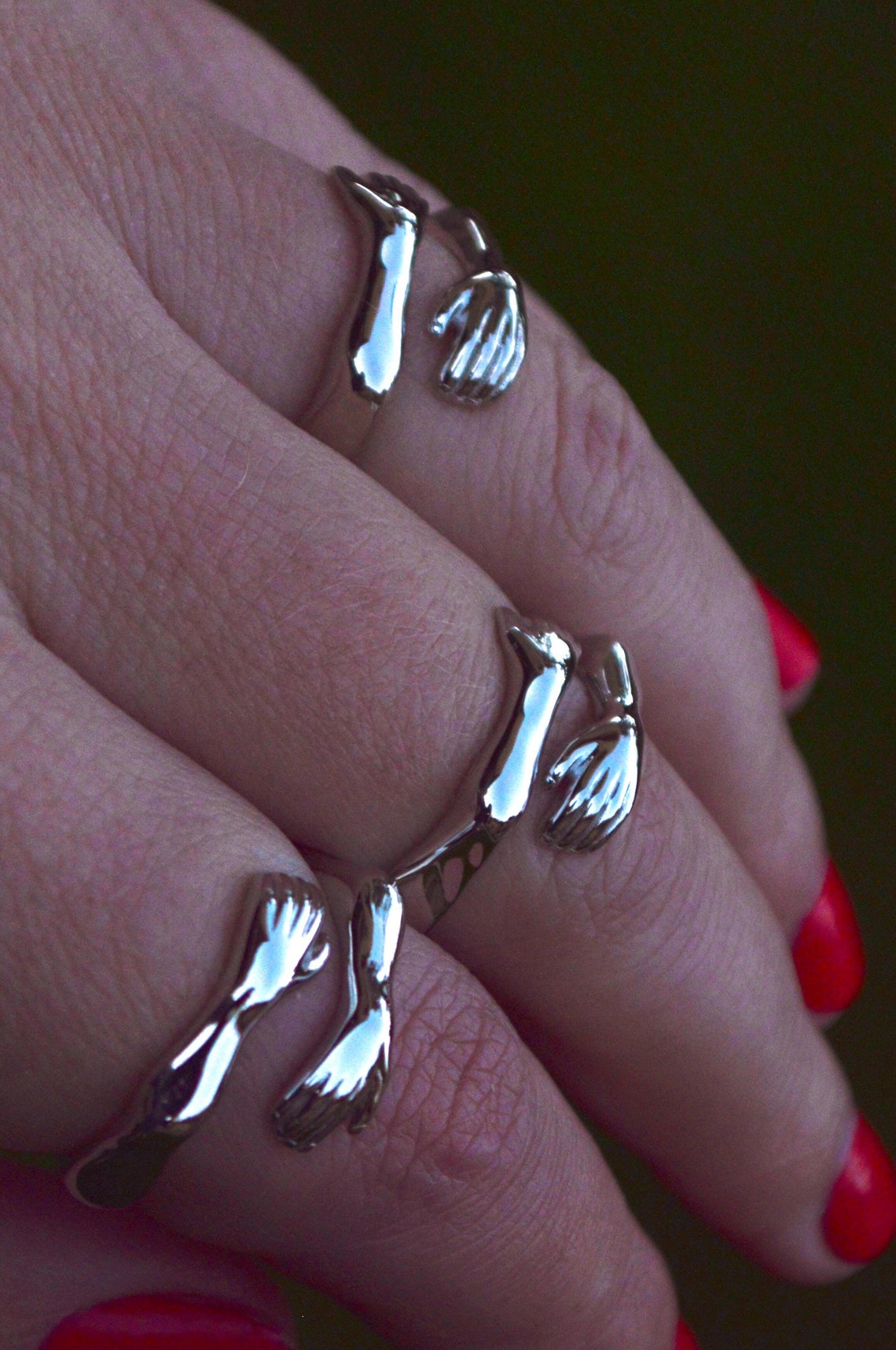 Hug Ring in Sterling SilverSilver Hug RingHugging Hands | Etsy