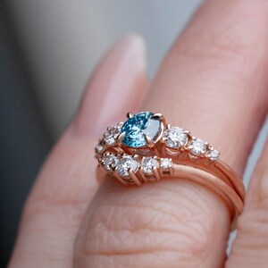 Natural Blue Diamond Engagement Ring Set,minimalist Gemstone Ring,fancy ...