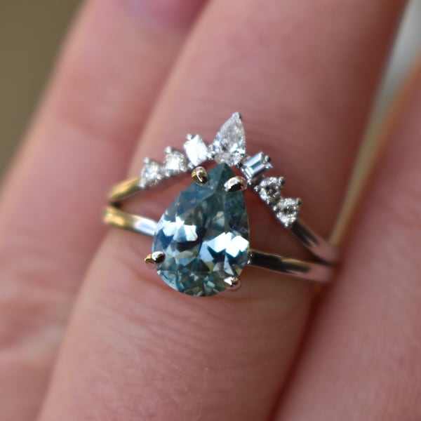 Aqua Engagement Ring - Etsy