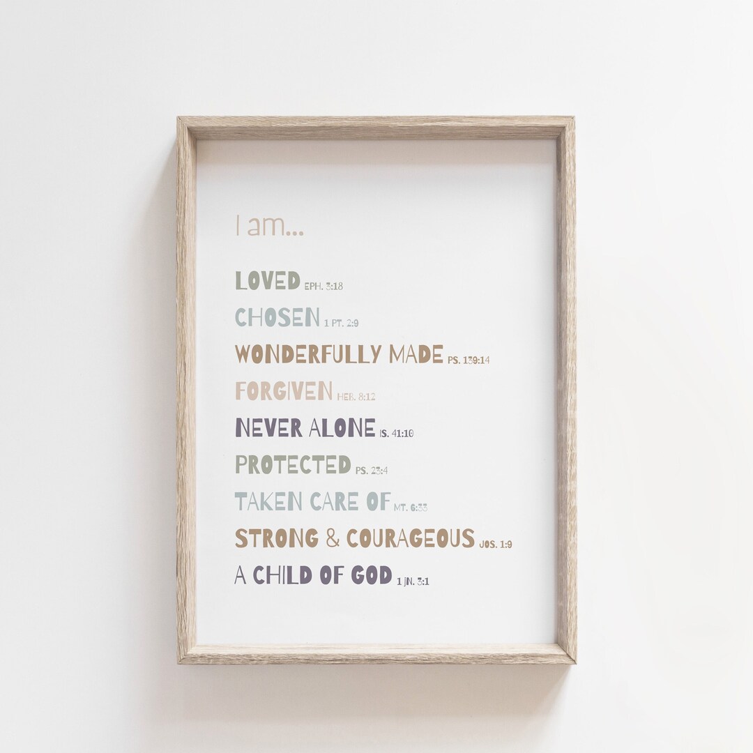 Christian Bible Affirmations for Kids, Sunday School Kids Room ...