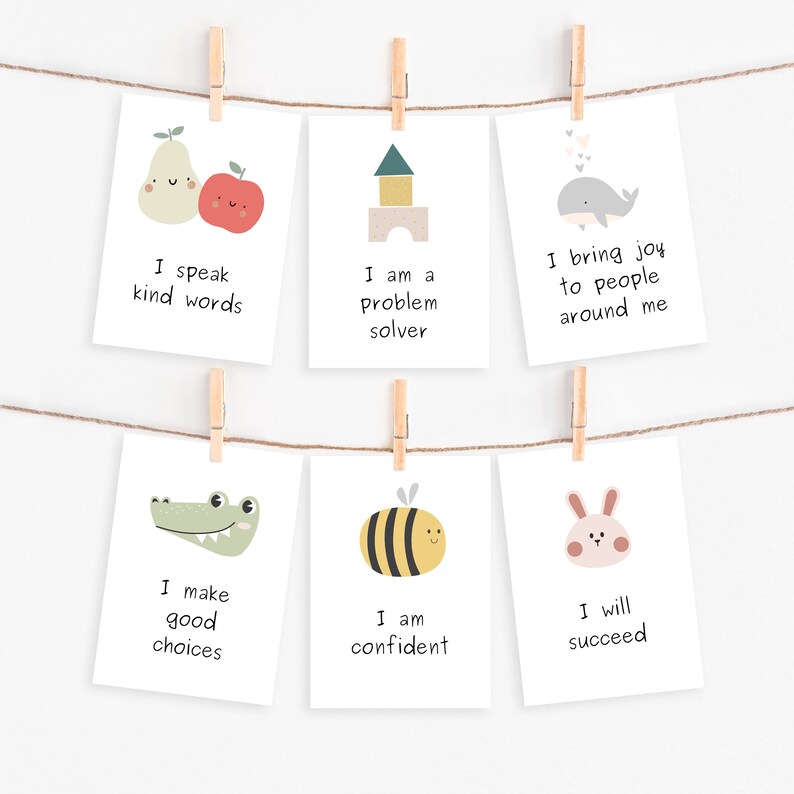 30 Positive Affirmation Cards, Montessori Flashcards, Daily ...