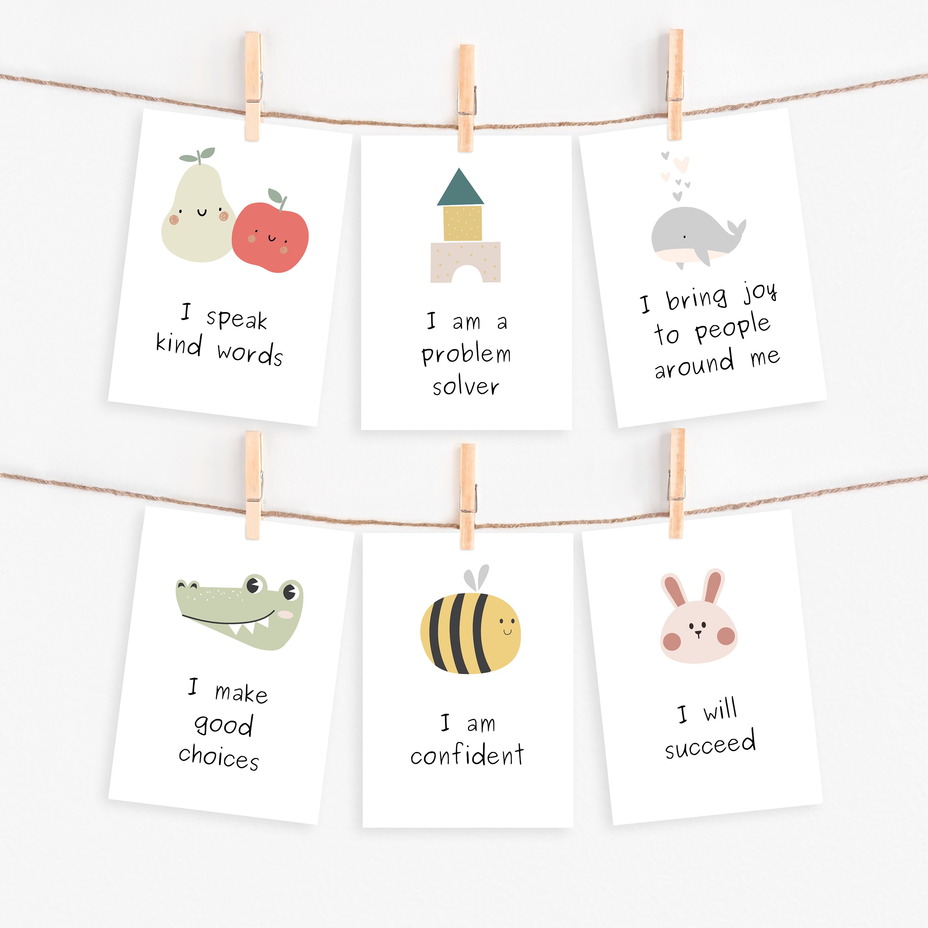 30 Positive Affirmation Cards, Montessori Flashcards, Daily ...