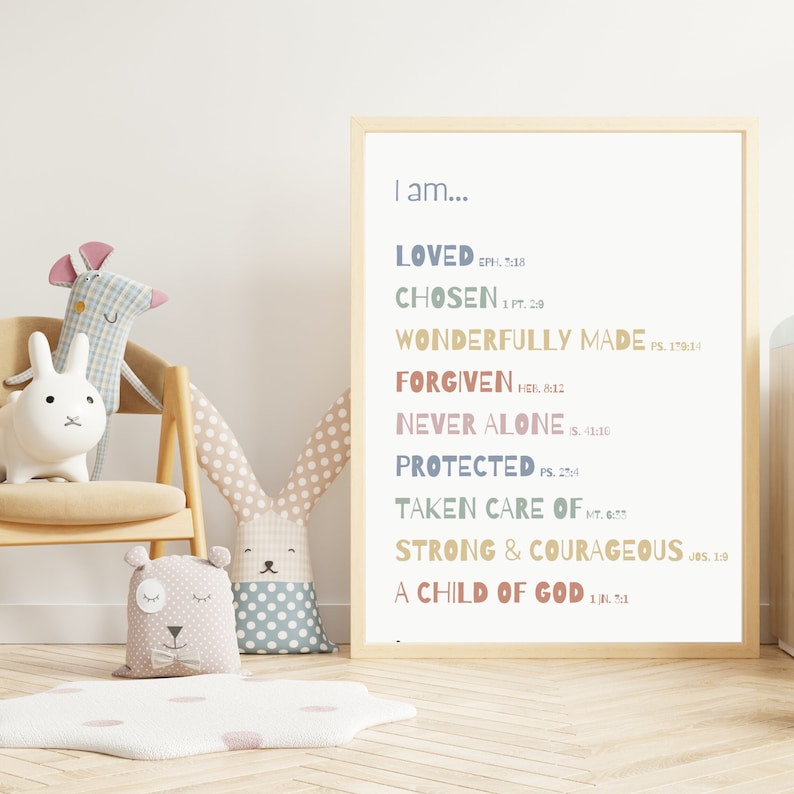 Scripture Affirmations for Kids Christian Bible Verse Affirmations Art ...