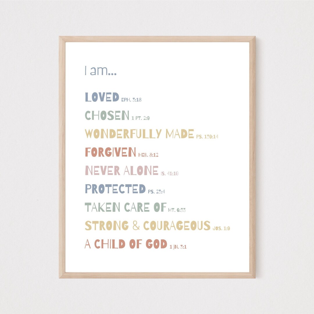 Scripture Affirmations for Kids Christian Bible Verse Affirmations Art ...
