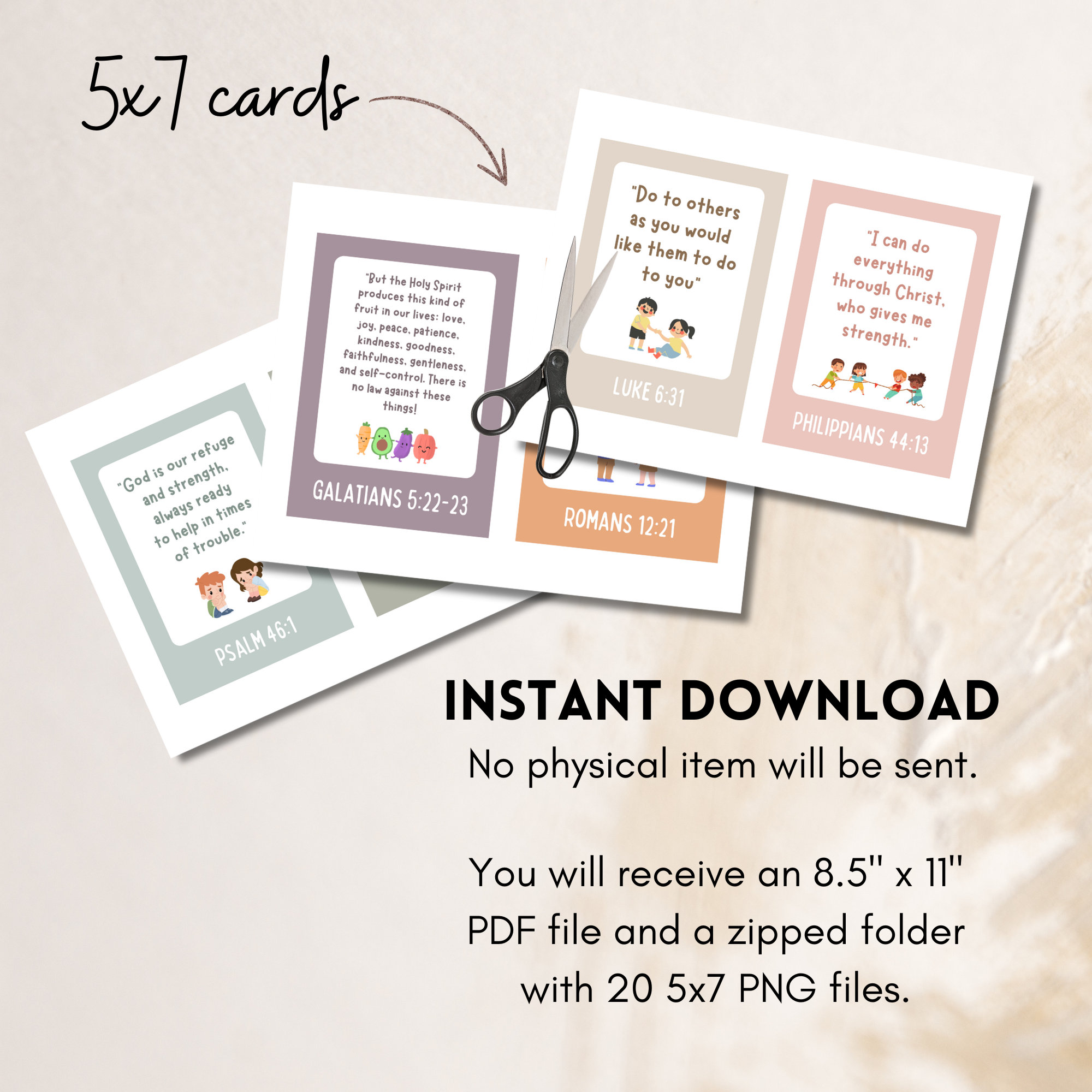 Scripture Memory Verse Cards for Kids, Kids Bible Verse Cards Set ...