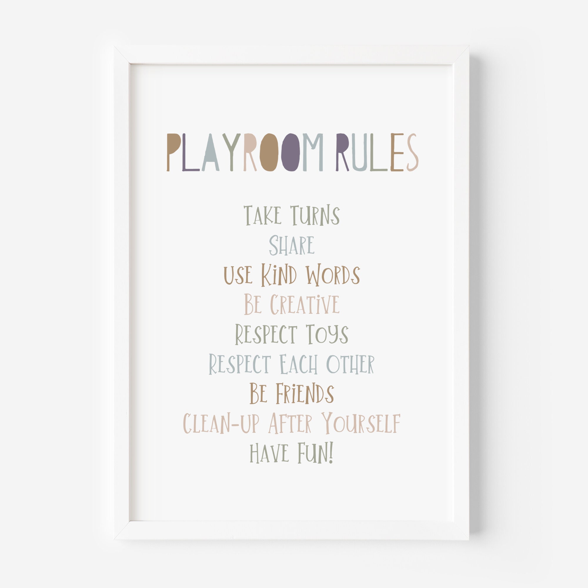 Playroom Rules Sign, Playroom Wall Art, Kids Room Decor, Neutral ...