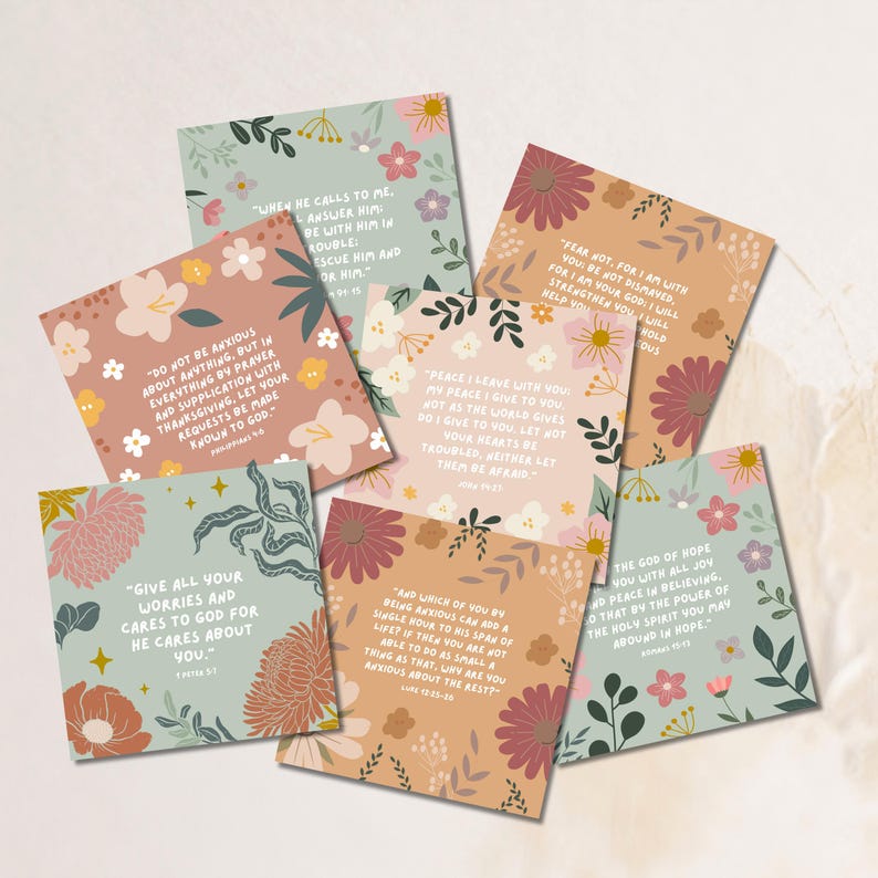 PRINTABLE Bible Verse Cards for Anxiety, Bible Affirmation Cards ...