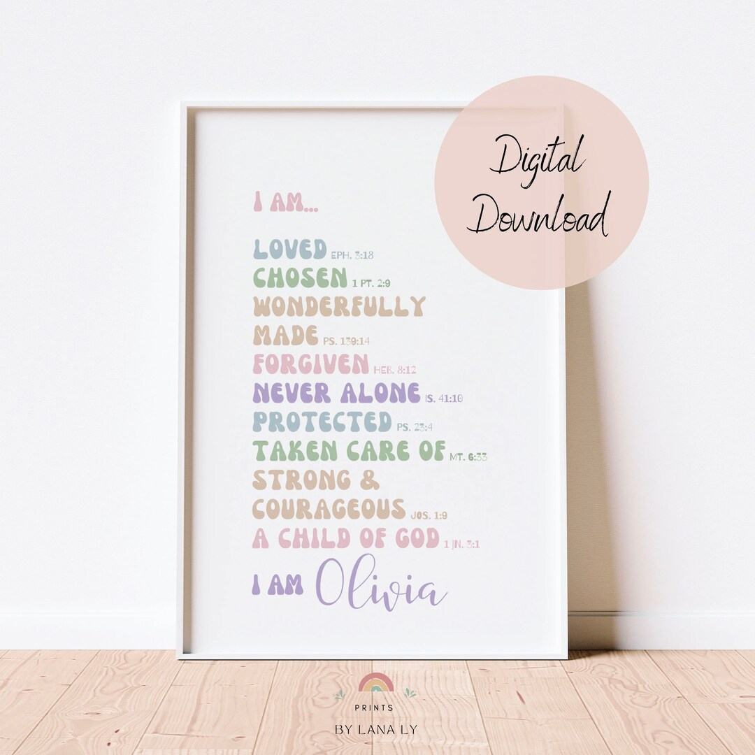 Christian Bible Affirmations for Kids, Sunday School Kids Room ...